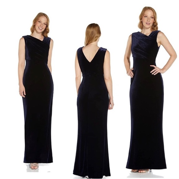 Miusol | Dresses | Miusol Midnight Blue Navy Velvet Full Length Mermaid ...